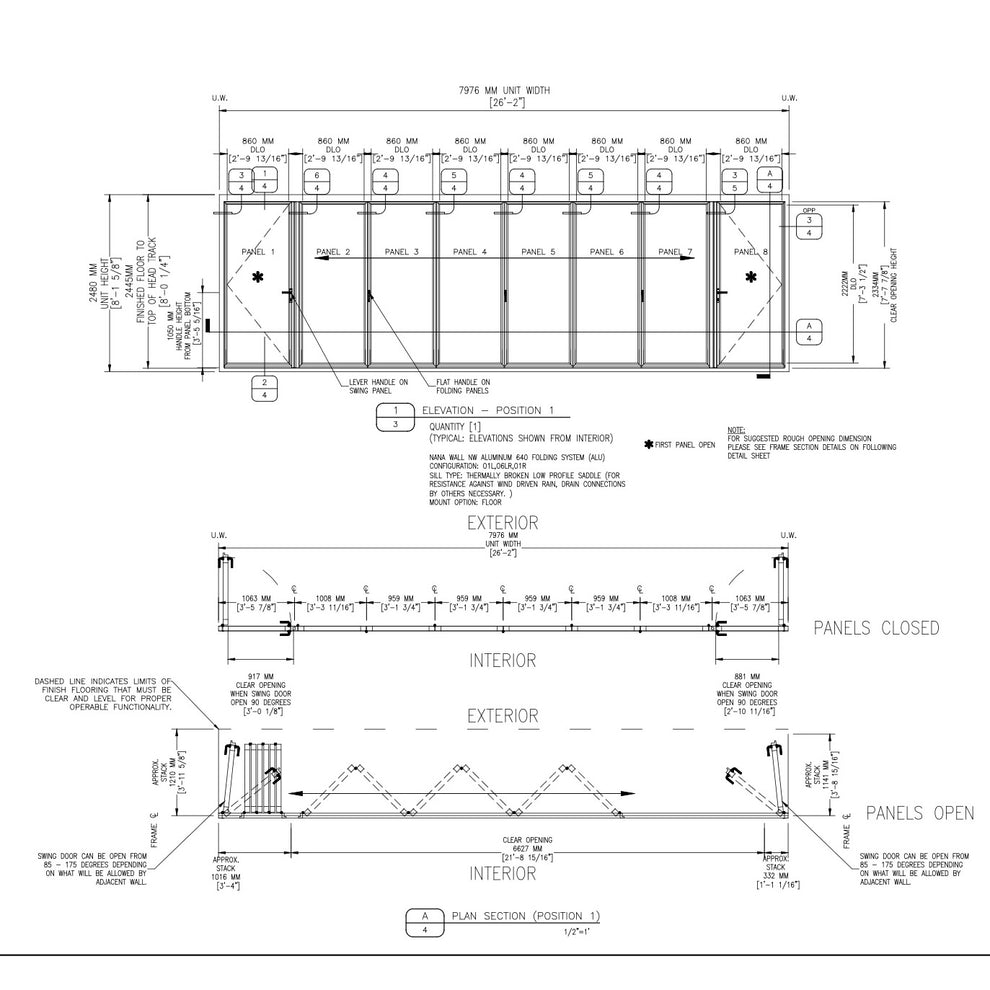 NanaWall | NW Aluminum 640 8 Panel Folding Door System – unbuilt