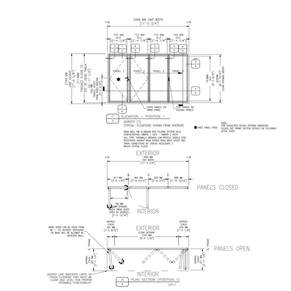 NanaWall | 640 Aluminum 4 Panel Folding Door System in Pure White – unbuilt